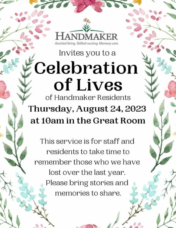 Handmaker to Hold Celebration of Life for Those that Passed This Year ...
